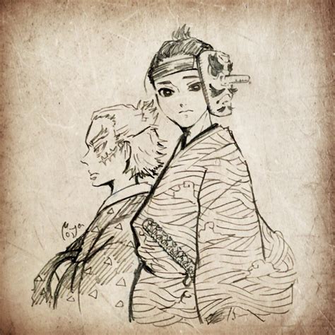 若き頃の桑島さんと若き頃の鱗滝さん お顔は捏造です 生き急ぎモジャの漫画