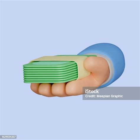 현금 지불과 송금 교환 개념을 위한 지폐 더미를 들고 있는 사업가 3d 아이콘 렌더링 일러스트레이션 3차원 형태에 대한 스톡