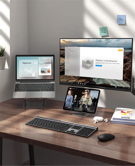 Wireless Keyboard And Mouse Combo Chesona Bluetooth Rechargeable Full Size Mulit Device