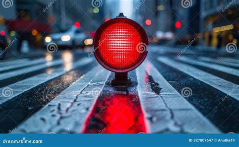 Pedestrian Safety Concept With Zebra Crossing And Red Traffic Light Stock Illustration