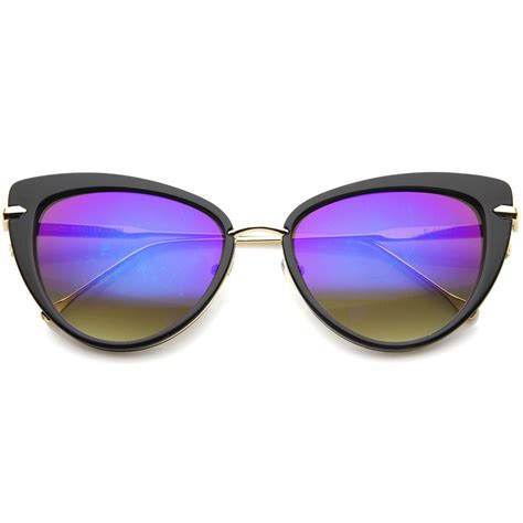 Womens High Fashion Metal Temple Super Cat Eye Sunglasses 55mm Cat