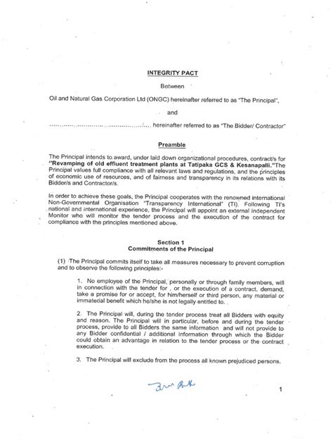 Annexure Viii Integrity Pact Etp Pdf