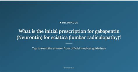 What Is The Initial Prescription For Gabapentin Neurontin For