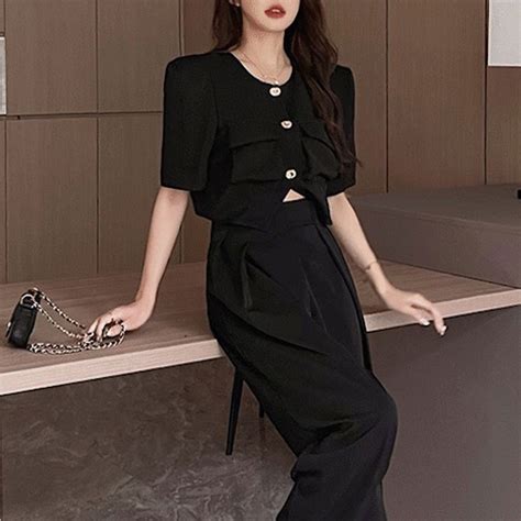 여름신상여름정장 오버핏 투포켓 크롭 반팔 정장 숏자켓 하이웨스트 핀턱 와이드 슬랙스 오피스룩 하객룩 데일리 투피스 세트