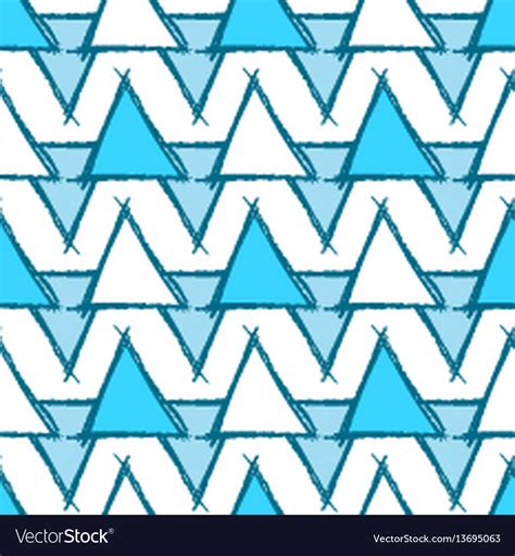 Seamless Pattern With Hand Drawn Blue Triangles Vector Image