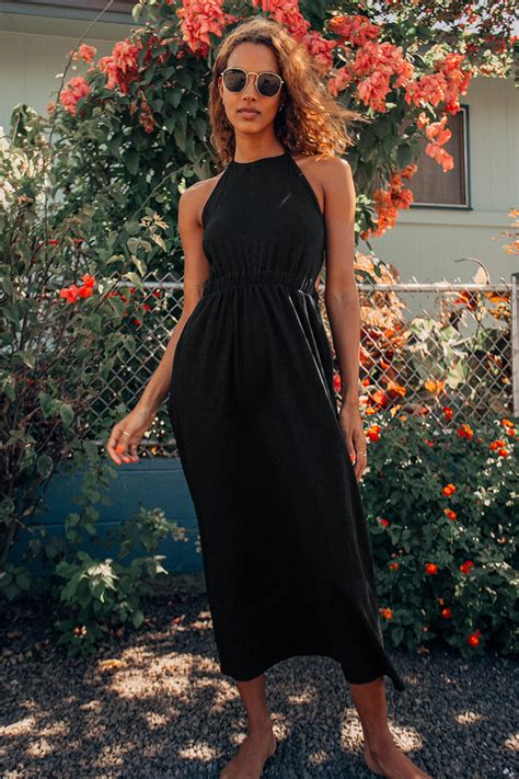 Black Midi Dress Halter Midi Dress Cotton Midi Dress Lulus