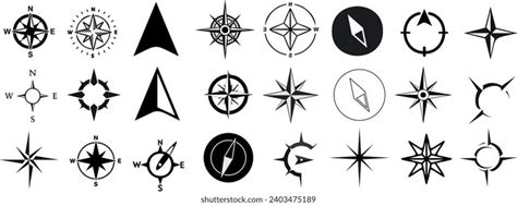 Compass Icons Collection Vector Illustration Black Stock Vector