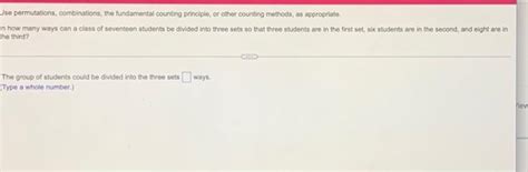 solved use permutations combinations the fundamental