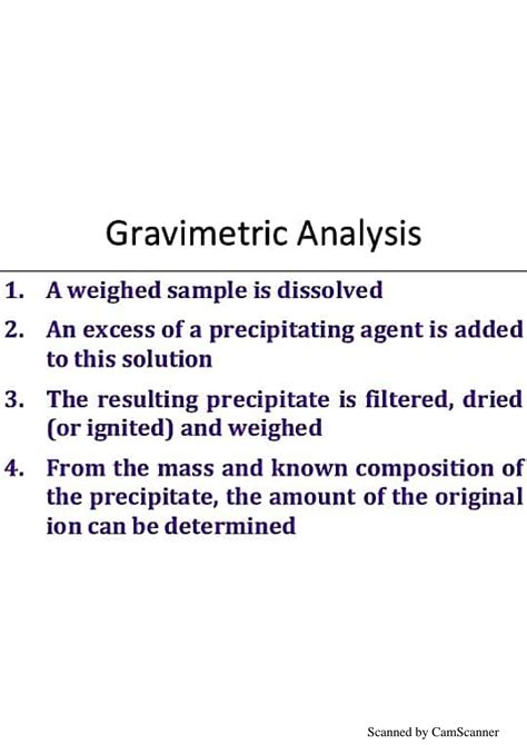 Solution Introduction To Gravimetric Analysis In Analytical Chemistry