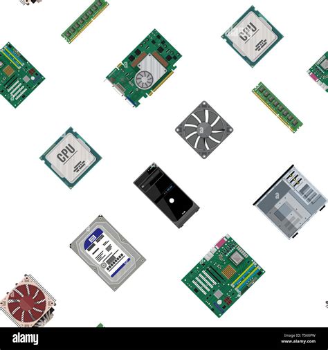 seamless pattern motherboard hard drive cpu fan graphic card