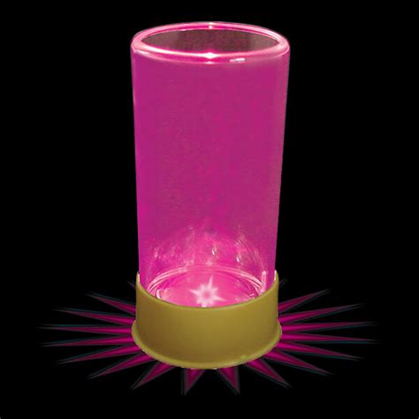 15 Oz Customizable Plastic Shotgun Shell Shot Cup With Pink Led Light