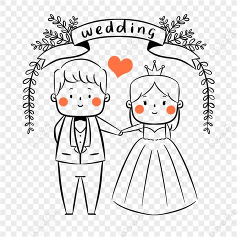 만화 그리기 귀여운 일러스트 캐릭터 웨딩 크라운 초대 카드 Png 일러스트 무료 다운로드 Lovepik