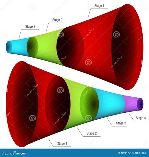 3d Segmented Funnel Chart Vector Illustration