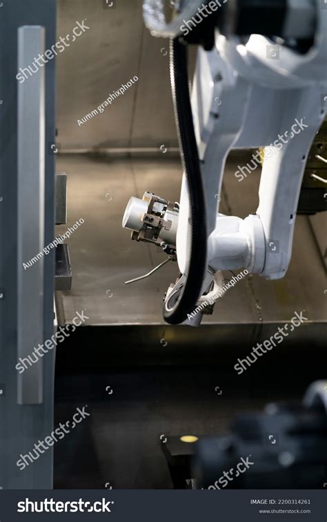 Hightech Manufacturing Process Robot Programming Arm Stock Photo