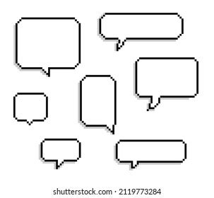Set Speech Bubbles Pixel Art Retro Stock Vector Royalty Free 2119773284