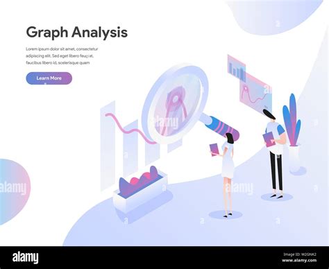 Landing Page Template Of Graph Analysis Isometric Illustration Concept Isometric Flat Design