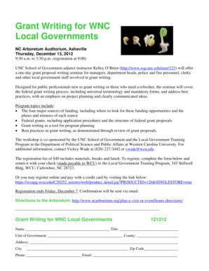 Fillable Online Wcu Grant Writing For Local Governments Western