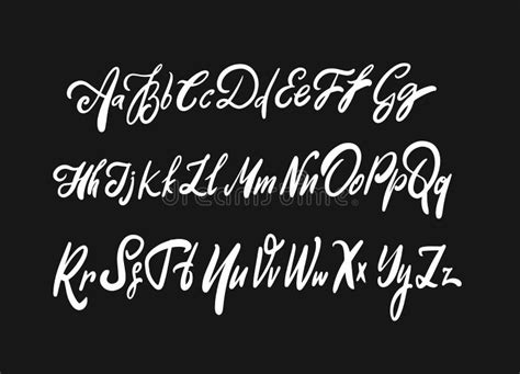 Modern Brush Calligraphy Alphabet Font Hand Drawn Lettering Signs Stock Vector Illustration