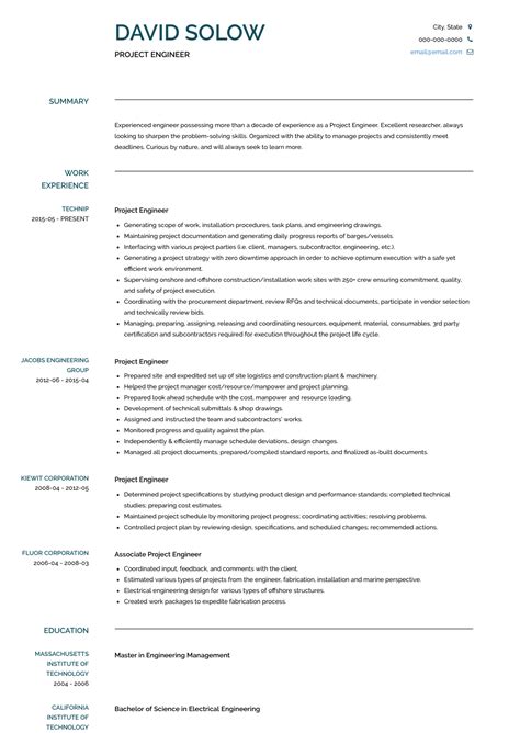 Project Engineer Resume Samples And Templates VisualCV