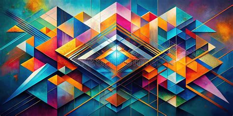 A Stunning Abstract Composition Geometric Shapes In A Dynamic Dance Of Colors And Textures Stock