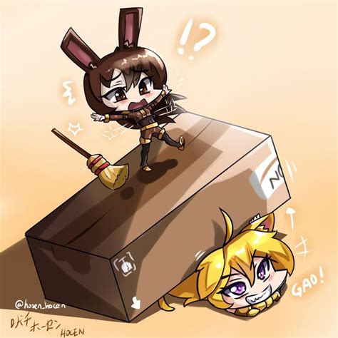 Rwby Chibi Yang~ Sneaky~feat Chibi Velvet By Deviantart