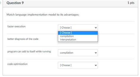 Solved Match Language Implementation Model To Its