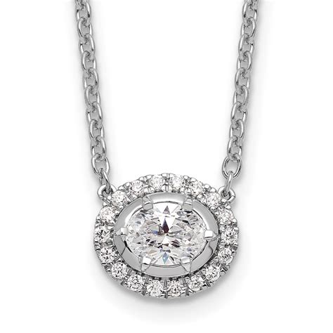 14k White Gold 58 Ct Lab Grown Diamond Vssi G Oval 18 Inch