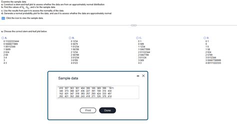 Solved Examine The Sample Data A Construct A Stem And Leaf Chegg