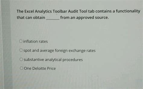The Excel Analytics Toolbar Audit Tool Tab Studyx