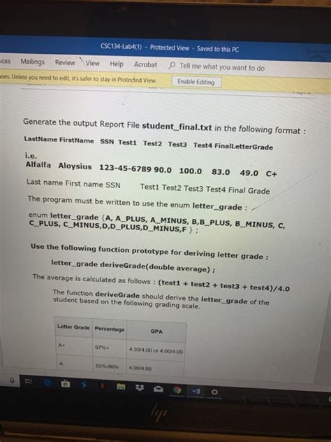 Solved Csc134 Lab41 Protected View Saved To This Pc