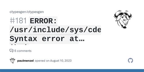 `error usr include sys cdefs h 281 syntax error at n ` · issue