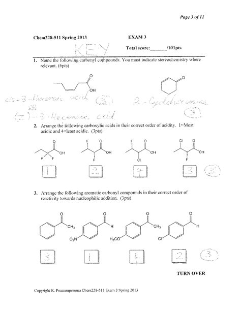 Organic Chemistry Ii Solutions To Exam 3 Chem 228 Docsity