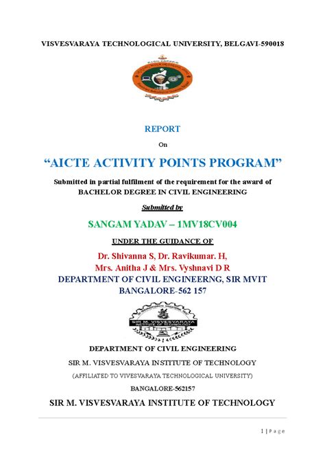 Aicte Activity Points Program Report For Civil Engineering 1mv18cv