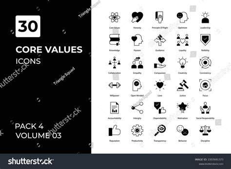 Core Values Icons Collection Set Vector Stock Vector Royalty Free 2207691373 Shutterstock
