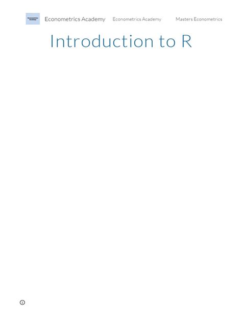 Econometrics Academy Introduction To R Pdf