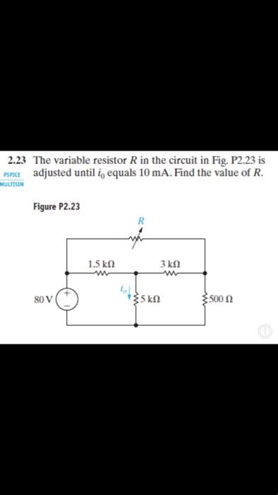 solved 2 23 the variable resistor r in the circuit in fig