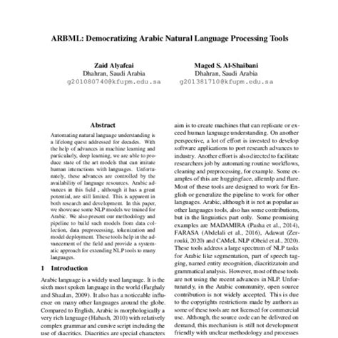Arbml Democratizing Arabic Natural Language Processing Tools Acl Anthology
