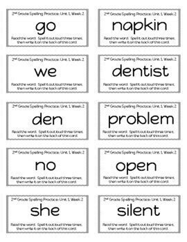 Spelling Lists And Flash Cards For 2nd Grade National Benchmark Advance