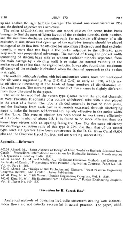 Discussion Of “chapter V Sediment Control Methods C Control Of Sediment In Canals” Journal