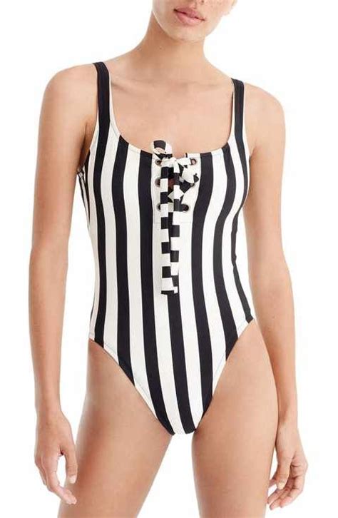 Jcrew Stripe Lace Up One Piece Swimsuit One Piece One Piece