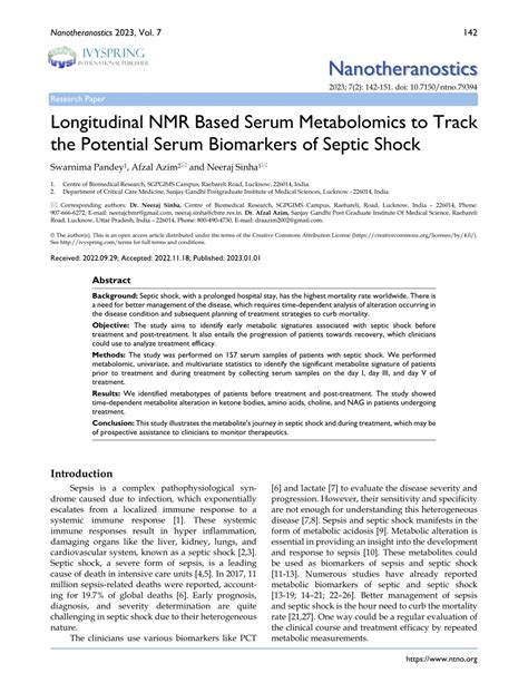 Pdf Longitudinal Nmr Based Serum Metabolomics To Track The Potential