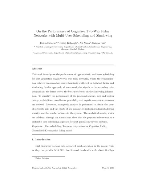 Pdf On The Performance Of Cognitive Two Way Relay Networks With Multi User Scheduling And