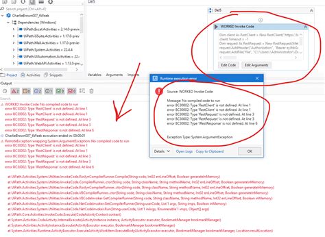 Invoke Code VB NET REST Call Works In Debug Mode But Fails When Live Studio UiPath