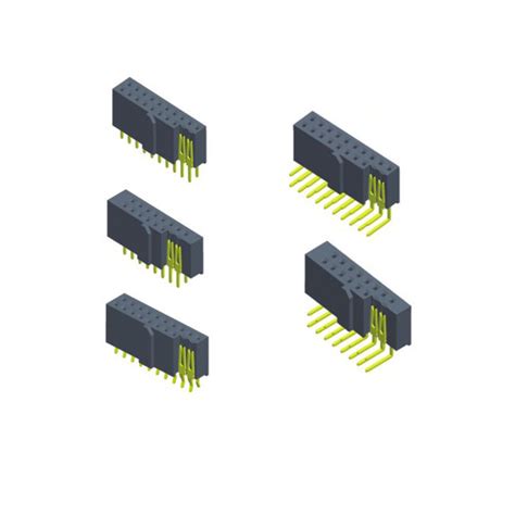 Right Angle Female Header Connector 2 54 Mm Dual Row Pin Header With Bump