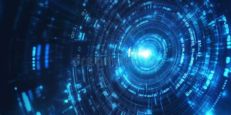 Futuristic Tech Interface With A Glowing Center And Data Code Rings