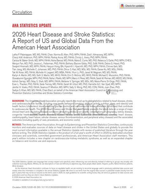 Palaniappan Et Al 2026 2026 Heart Disease And Stroke Statistics A