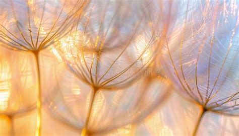 Delicate Details Of Dandelion Seeds Up Close Highlighting Their