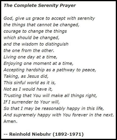 Serenity Prayer By Reinhold Niebuhr