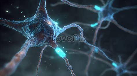 Blue Fluorescent Neuron Cell Connection Larawan Numero Ng Creative Format Ng Larawan  Ph