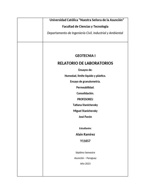 Laboratorio De Geotecnia Alain Ramirez Pdf